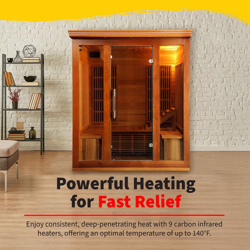 Heatwave 3-4 Person Cedar Elite Infrared Sauna with 9 Carbon Heaters & Reviews | Wayfair